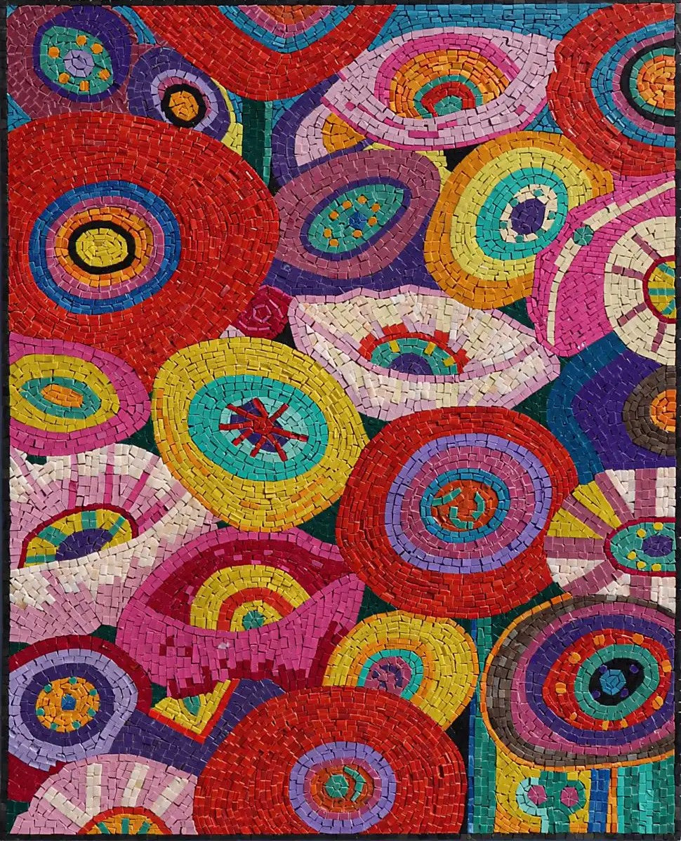 Vibrant Harmony: Colorful Repeating Patterns Mosaic Tile Backsplash ...