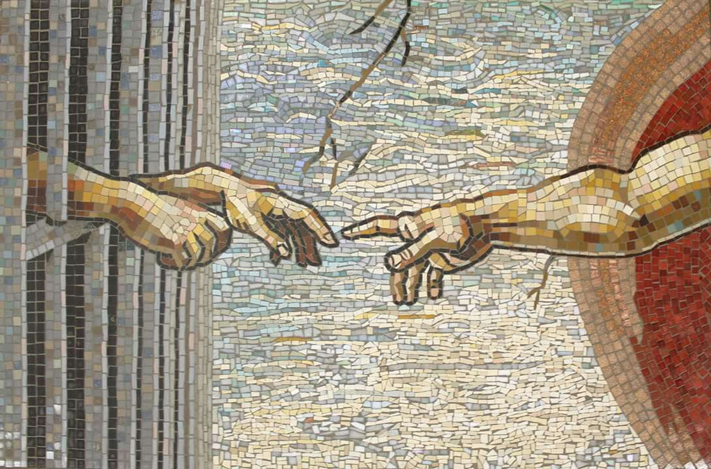 Michelangelo Creation Of Adam - Roman Mosaic Art Reproduction | Roman ...