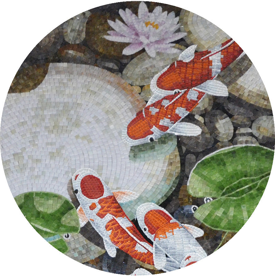 Medallion Mosaic Design - koi Fish Art | Nautical Mosaics | iMosaicArt
