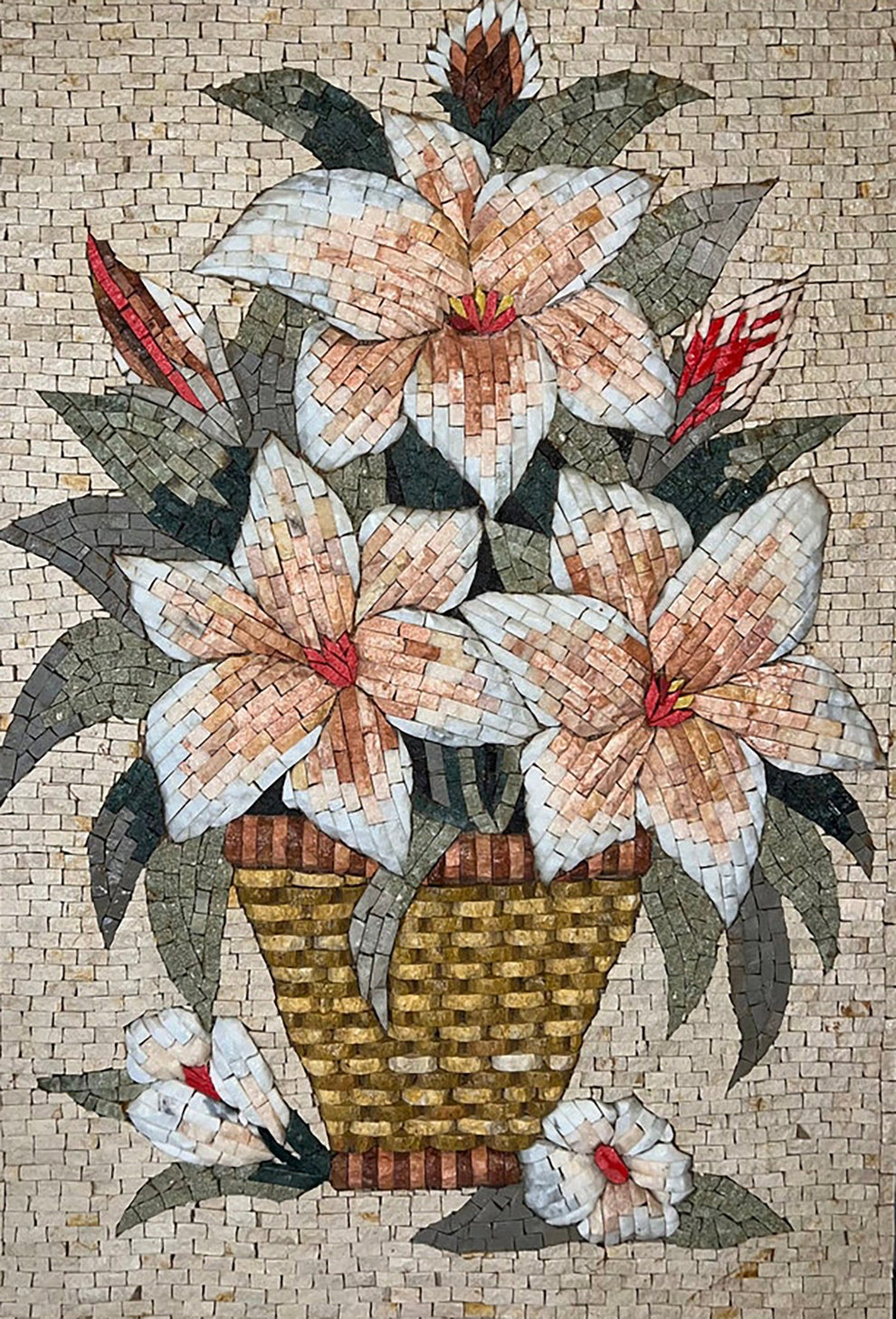 Handcrafted Flower Tile Mosaic Art I iMosaicArt | Flower Mosaics